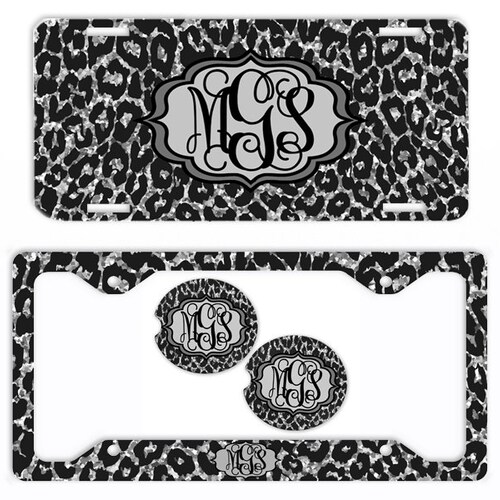 Leopard Floral License Plate Monogram Leopard Car Tag Front - Etsy