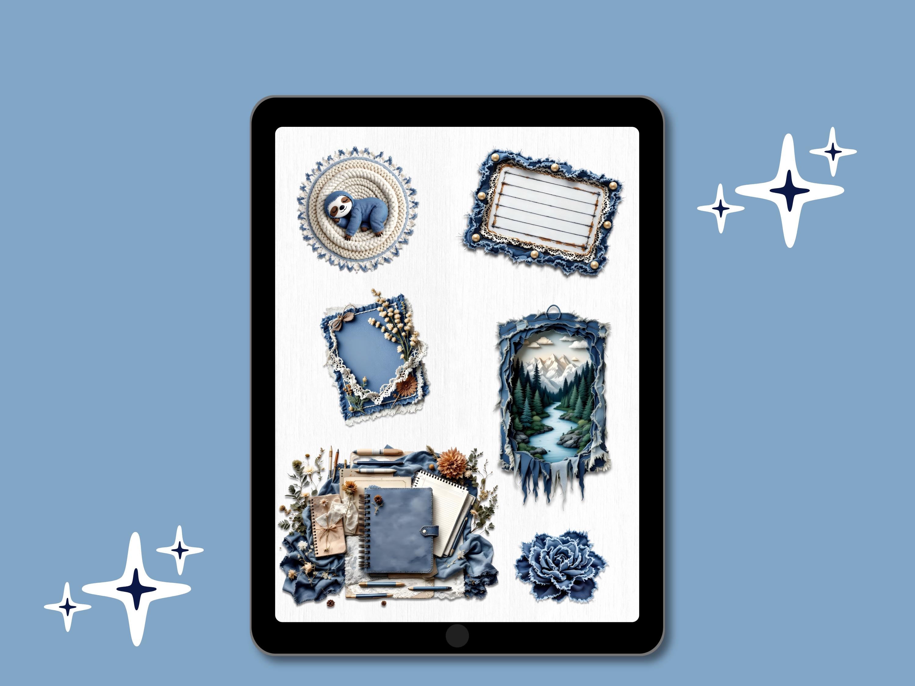 Denim Themed Digital Stickers 335 PNG + Goodnotes Sticker Book ...