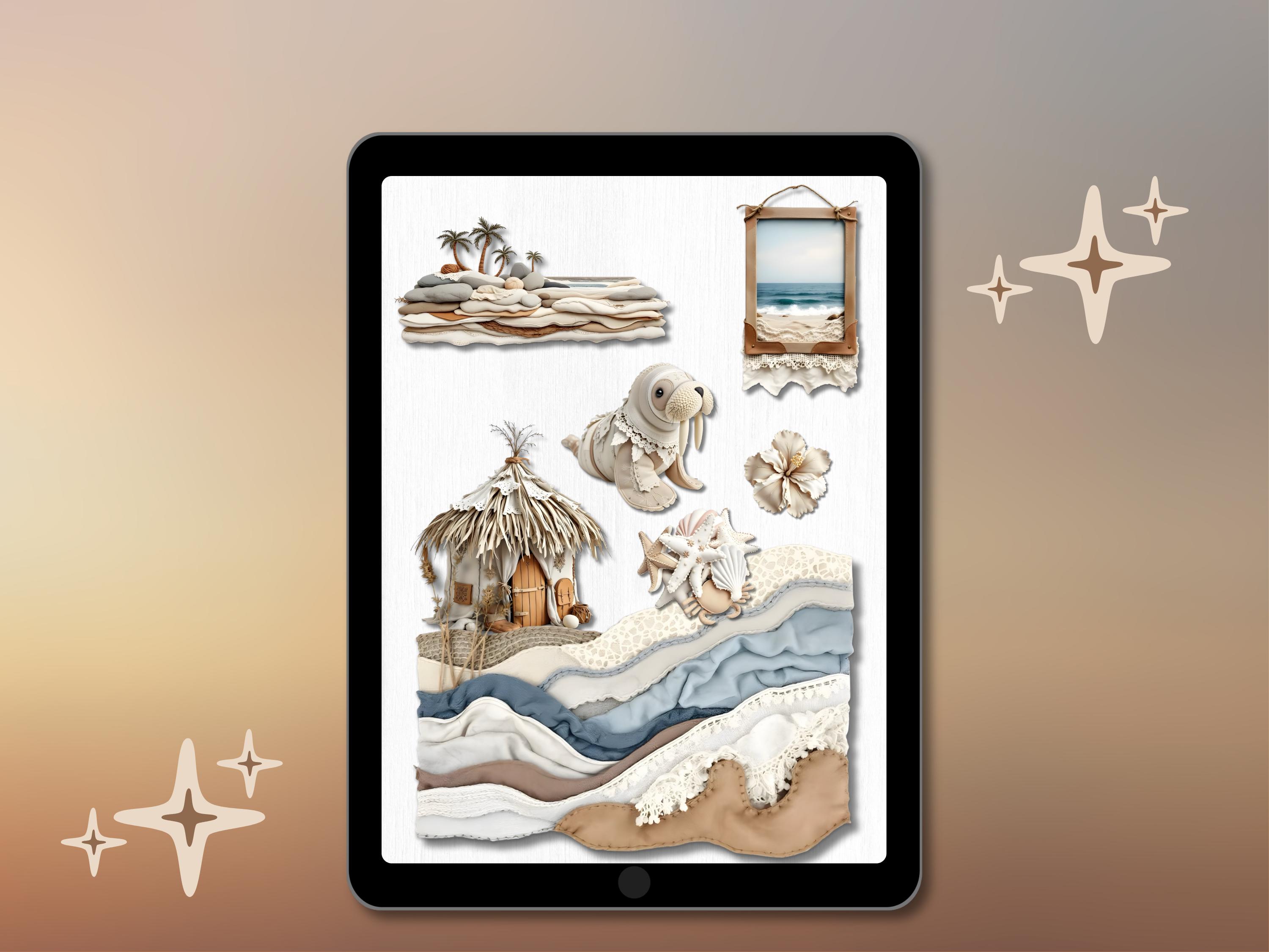 120 Realistic Coastal Beach Themed Digital Stickers | Includes ...