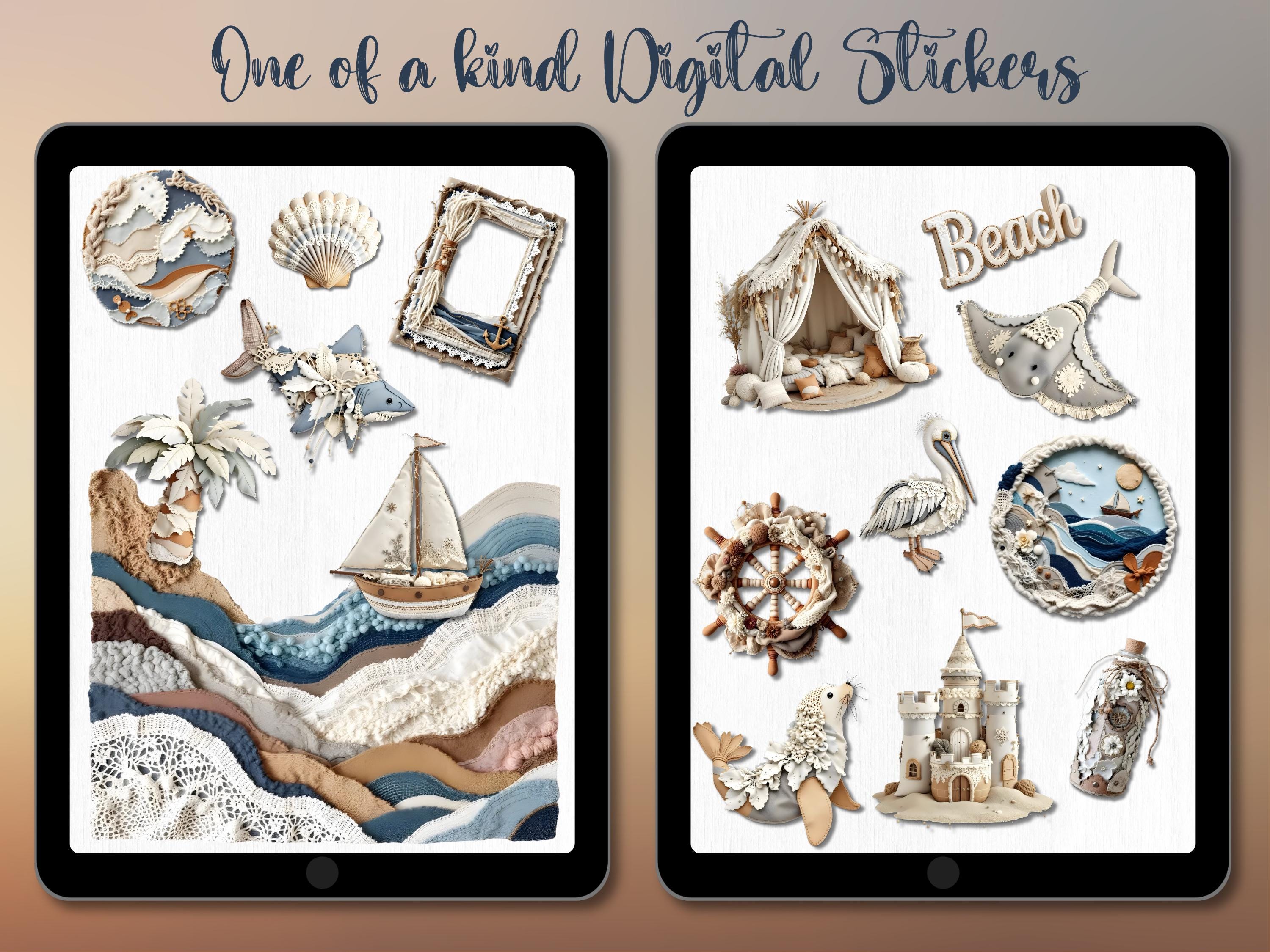 120 Realistic Coastal Beach Themed Digital Stickers | Includes ...
