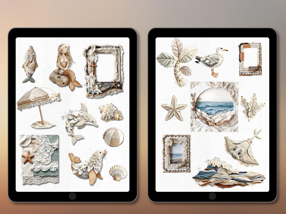 120 Realistic Coastal Beach Themed Digital Stickers | Includes ...
