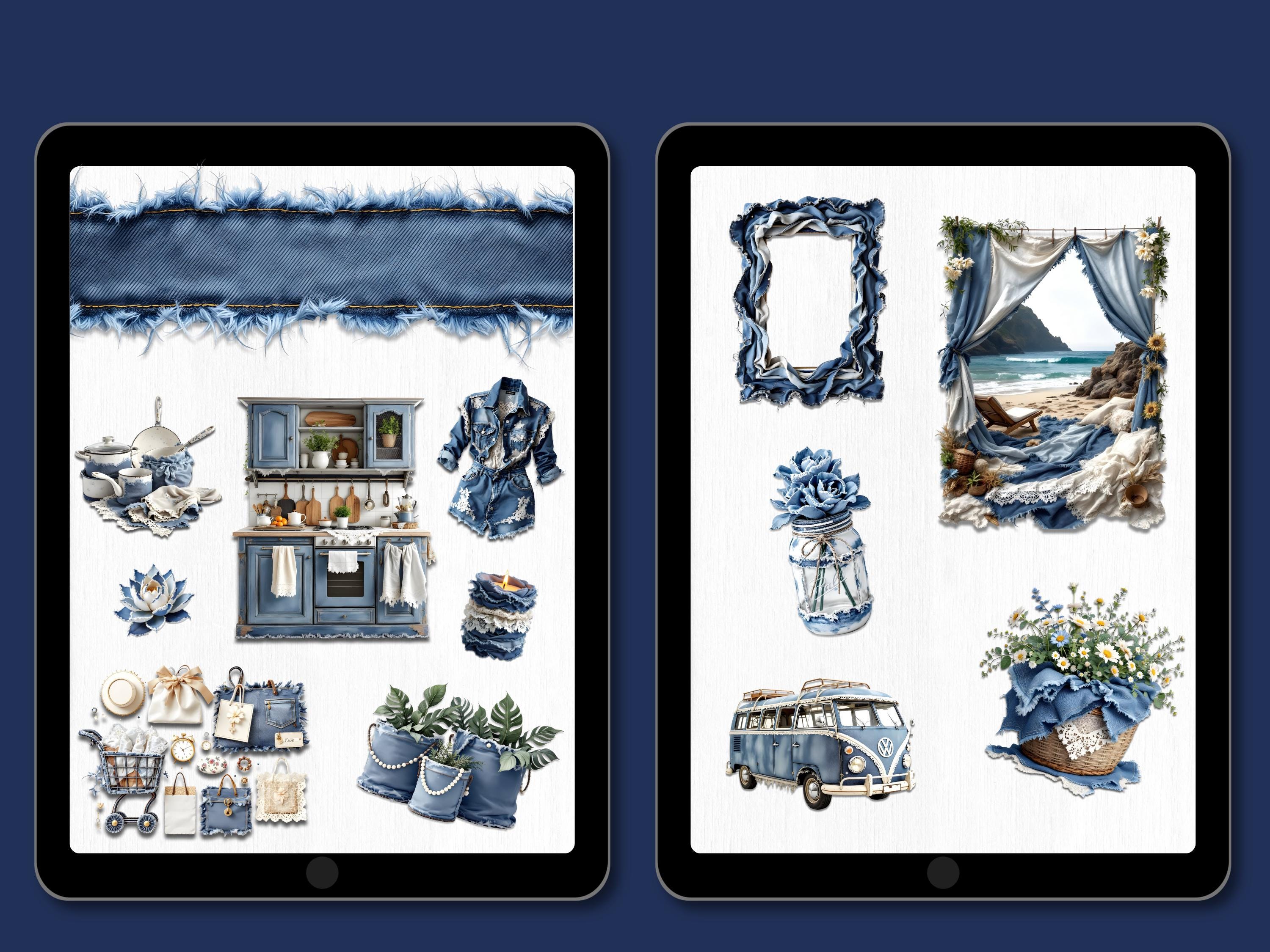 Denim Themed Digital Stickers 335 PNG + Goodnotes Sticker Book ...