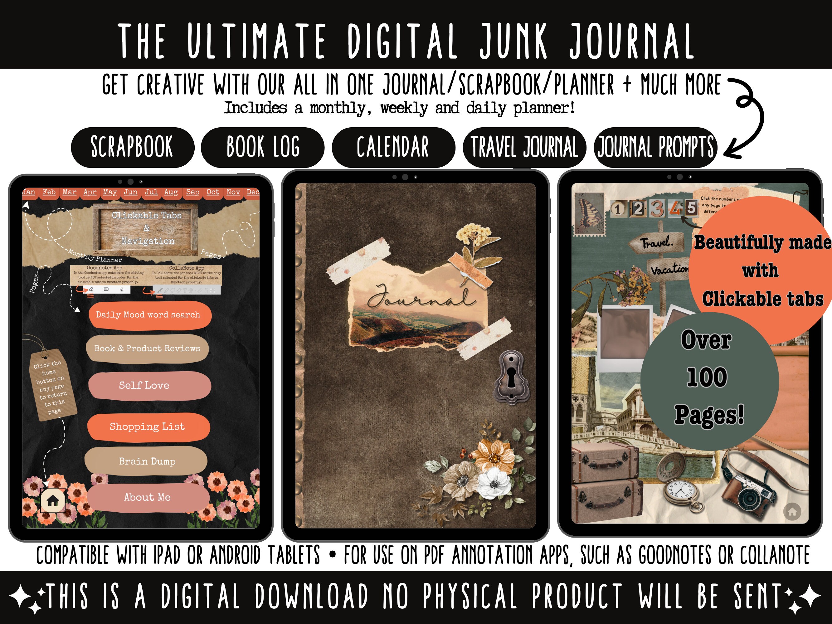 Digital Junk Journal, Digital Planner, Digital Diary, Goodnotes Journal ...