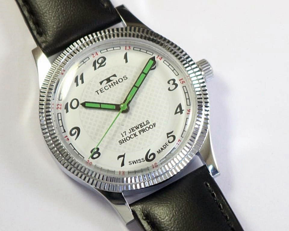 Vintage Technos Swiss Made Hand Winding Mens Wrist Watch Mechanical ...