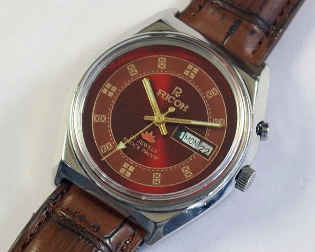 Vintage Ricoh Crystal Automatic Japan Mens Wrist Watch Mechanical 21 ...
