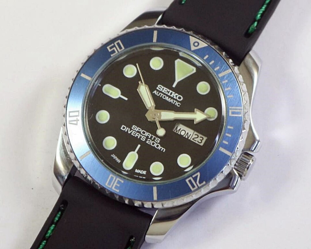 Seiko Diver Style MOD Automatic Japan Mens Wrist Watch Rotating Bezel ...