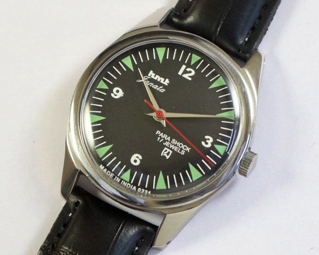 Vintage HMT Janata Bespoke Black Dial Indian Hand Winding Mens Wrist ...