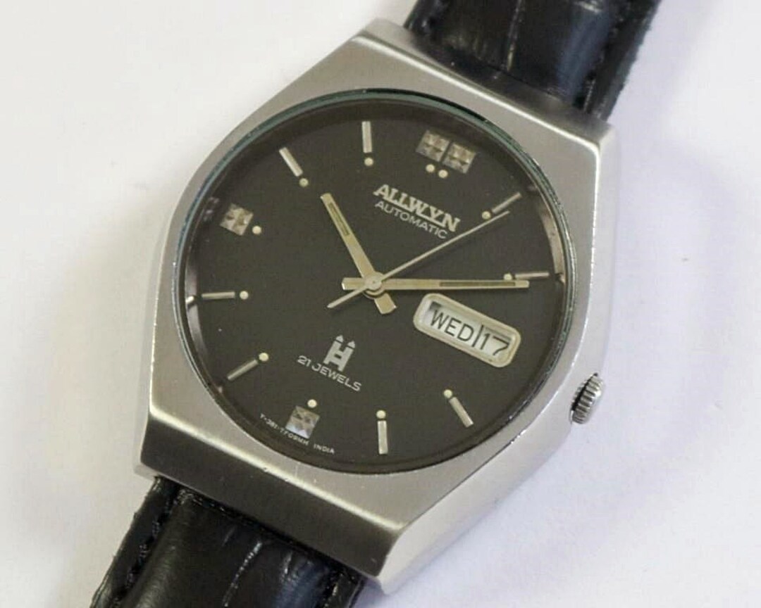 Vintage Allwyn Automatic Indian Mens Wrist Watch Mechanical 21 Jewels ...