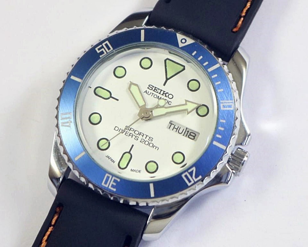 Seiko Diver Style MOD Automatic Japan Mens Wrist Watch Rotating Bezel ...