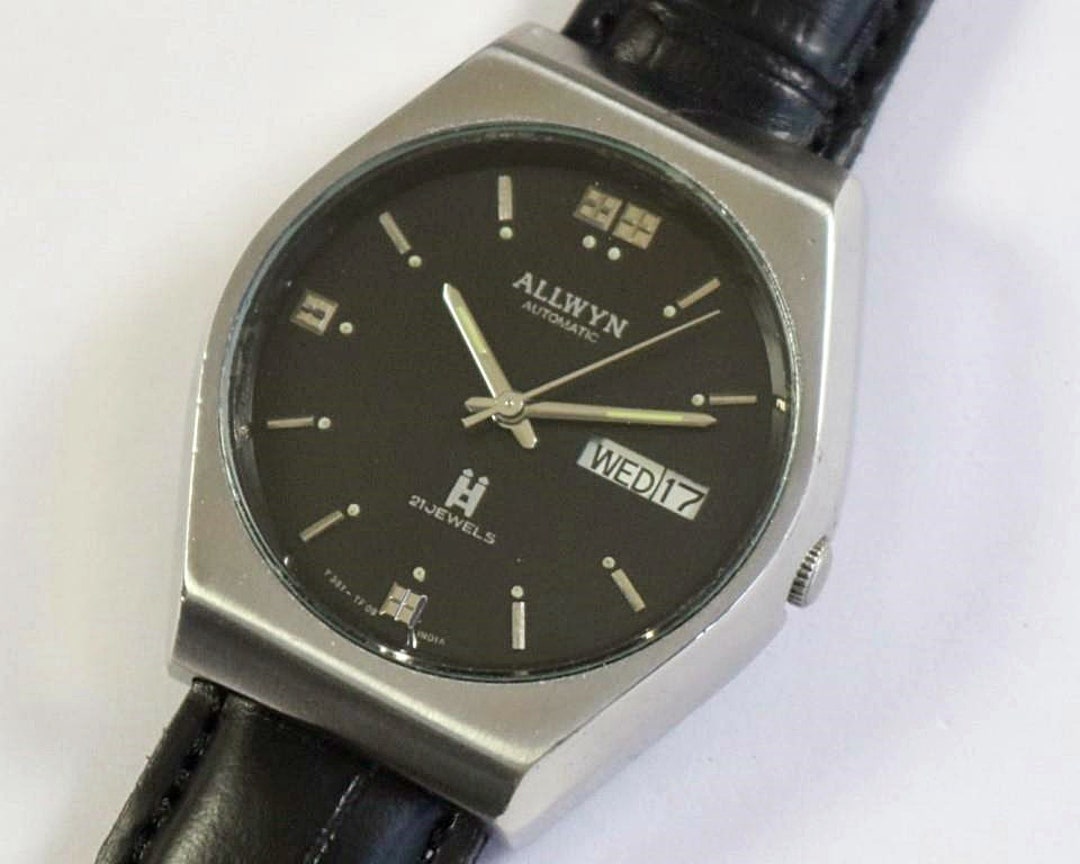 Vintage Allwyn Automatic Indian Mens Wrist Watch Mechanical 21 Jewels ...
