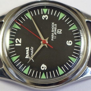 Vintage HMT Janata Bespoke Black Dial Indian Hand Winding Mens Wrist ...