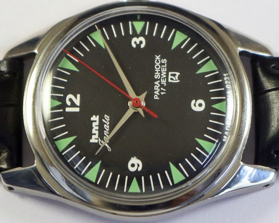 Vintage HMT Janata Bespoke Black Dial Indian Hand Winding Mens Wrist ...