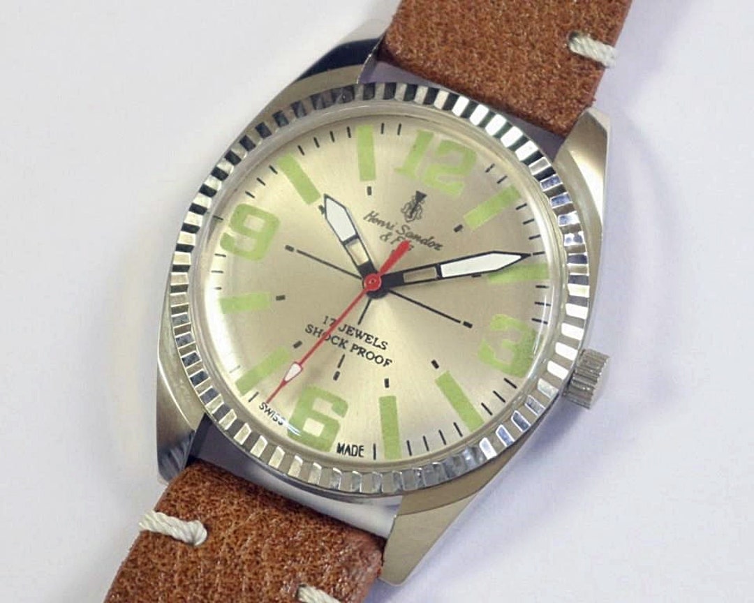 Vintage Henri Sandoz & Fils Swiss Made Hand Winding Mens Wrist Watch ...