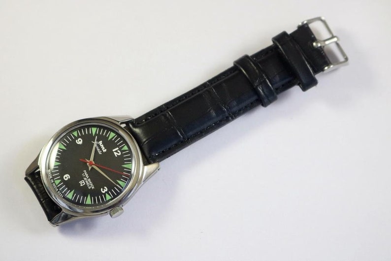 Vintage HMT Janata Bespoke Black Dial Indian Hand Winding Mens Wrist ...