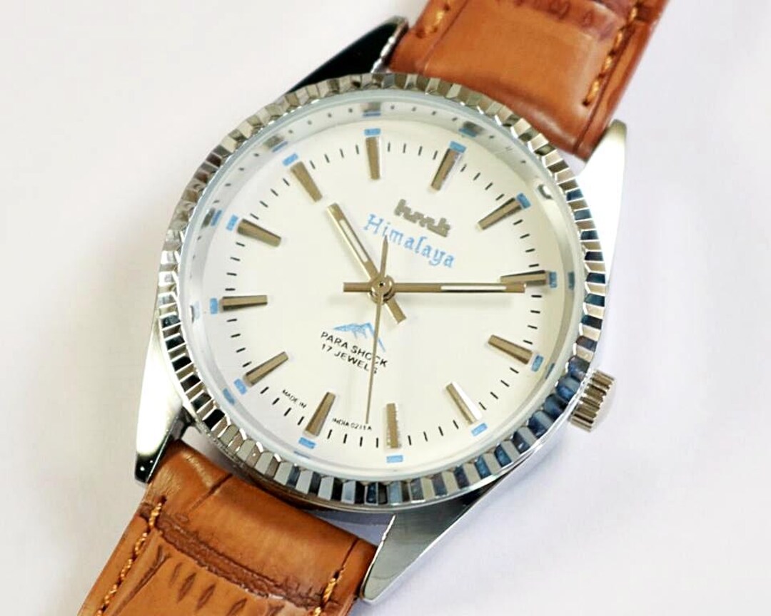 HMT Himalaya Indian Mens Wrist Watch Mechanical Hand Winding White Dial ...