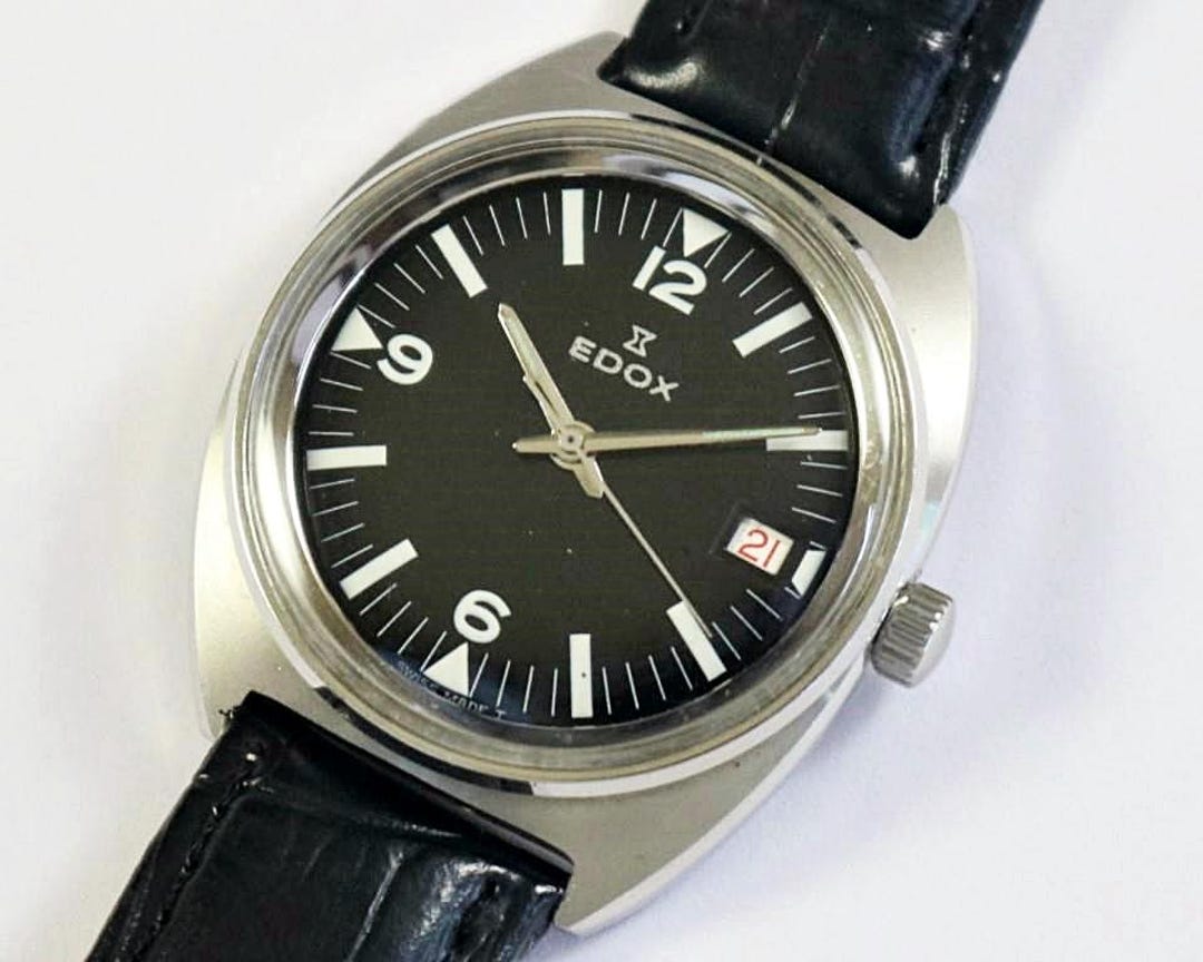 Vintage Edox Automatic Swiss Made Mens Wrist Watch Caliber AS2063 Circa ...