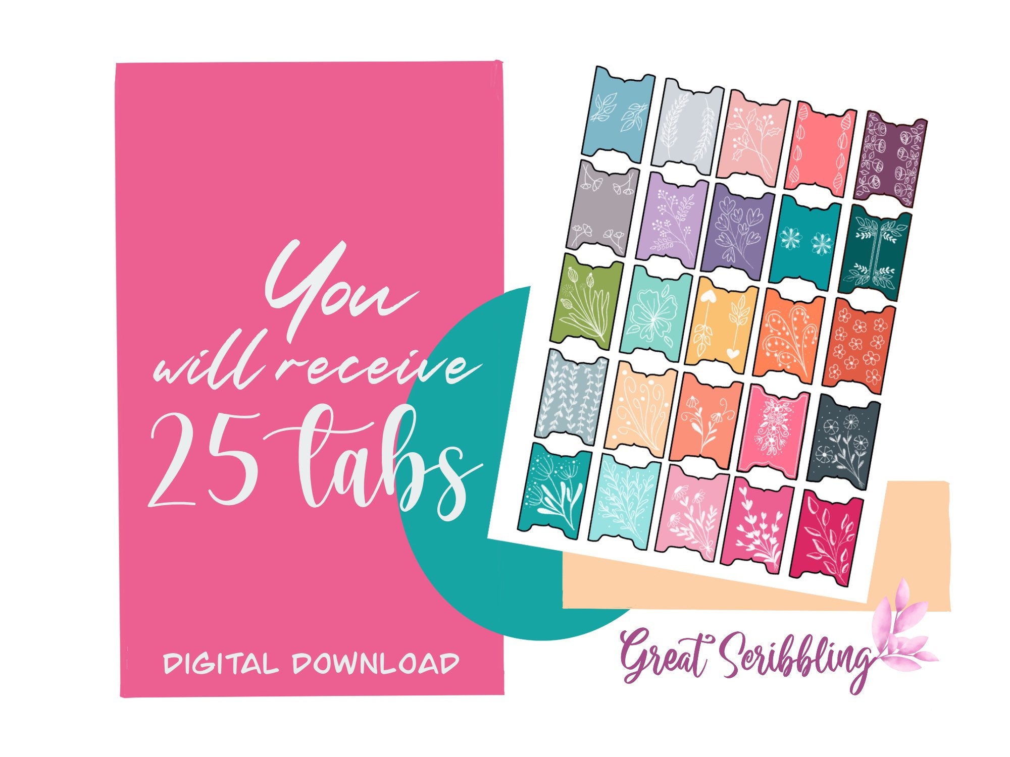 25 Botanical Tabs | Journal Tabs | Bible Journaling - Etsy