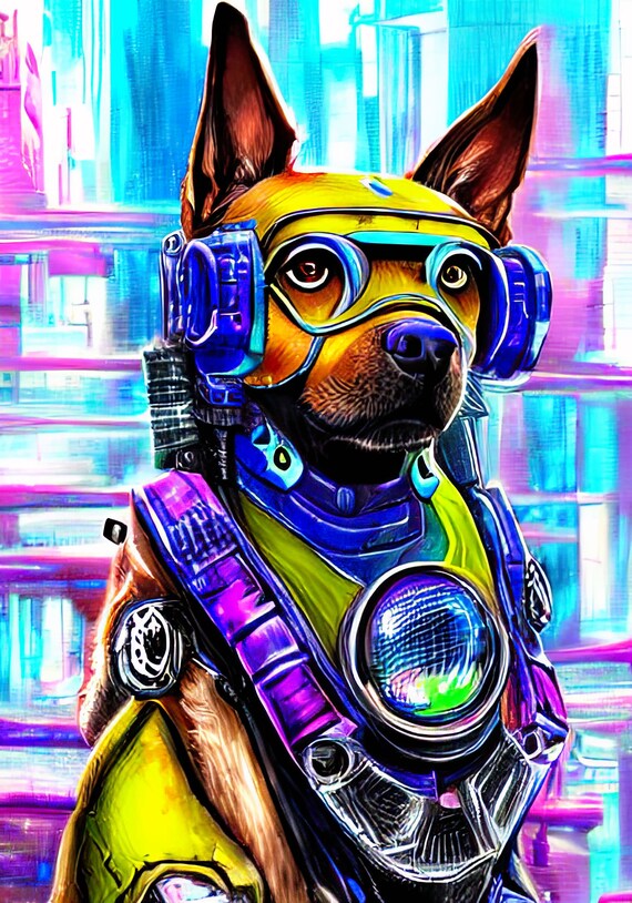 Cyberpunk Art Custom Pet Portrait Cyberpunk Dog Cyberpunk - Etsy