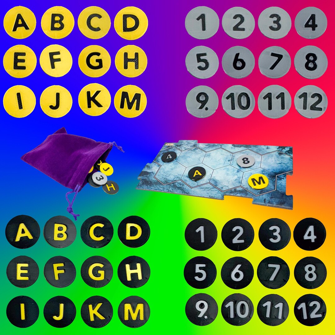 Letter and Number Double-sided Tokens - 3D Printed Frosthaven ...