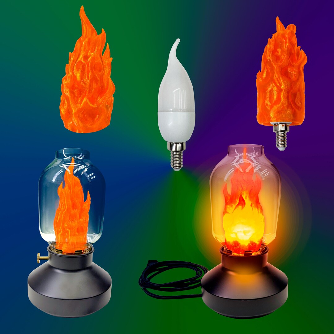 3D Printed Flame Light Cover: D&D Fantasy E12 Bulb for IKEA Tärnaby ...