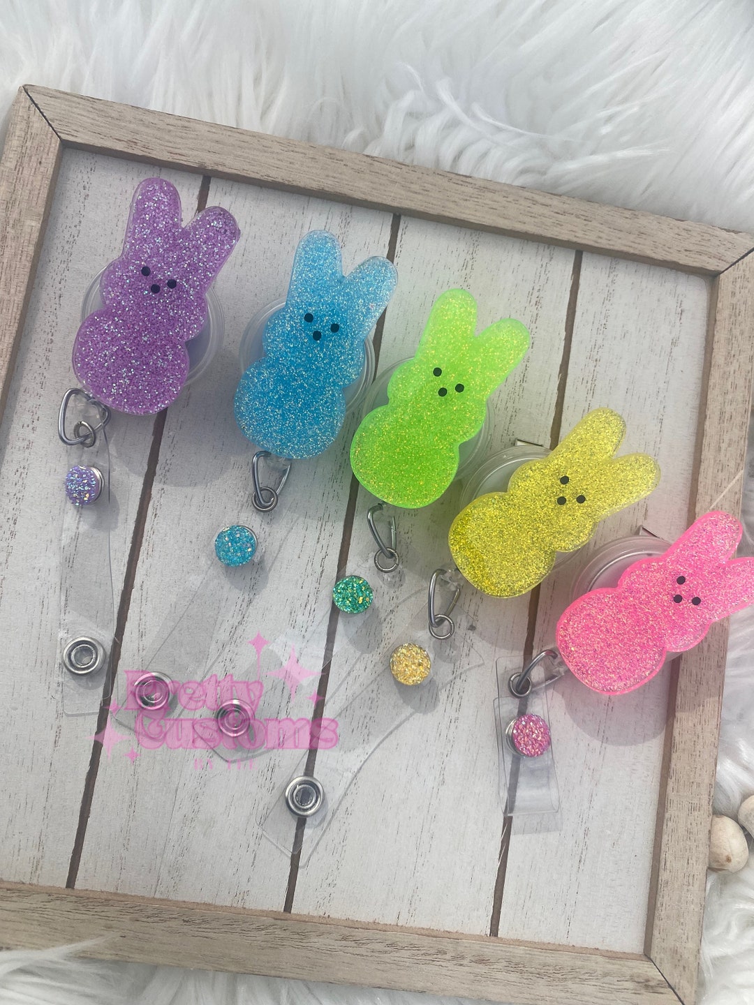Marshmallow Bunny Badge Reel, Cute Badge Reel, Spring Badge Reel, Bunny ...