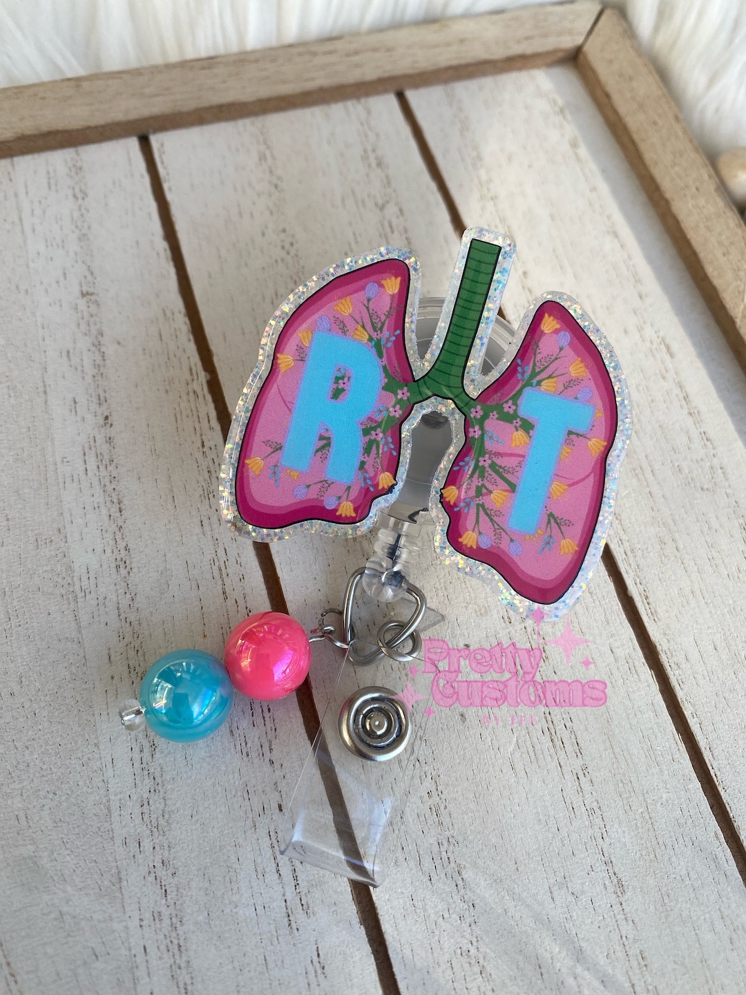 Respiratory Therapist Badge Reel RRT Floral Lungs RT Badge Reel Medical ...