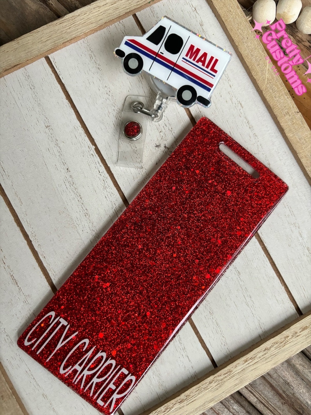 Glitter Postal Worker Badge Reel & Buddy Set: Acrylic ID Holder - Etsy