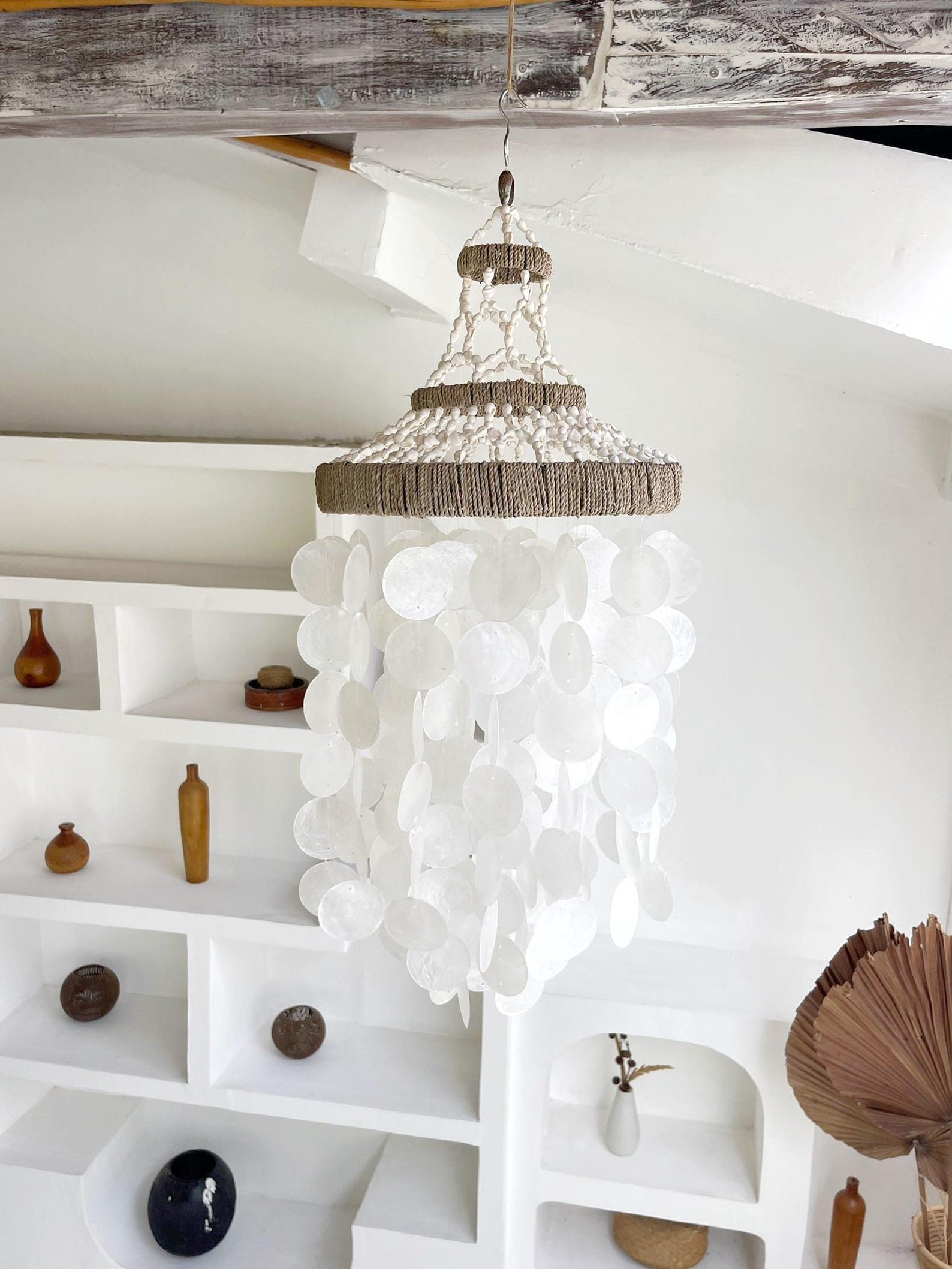 Capiz Shell Lampshade, Sea Shell Chandelier, Lampshade Seashell, Boho ...