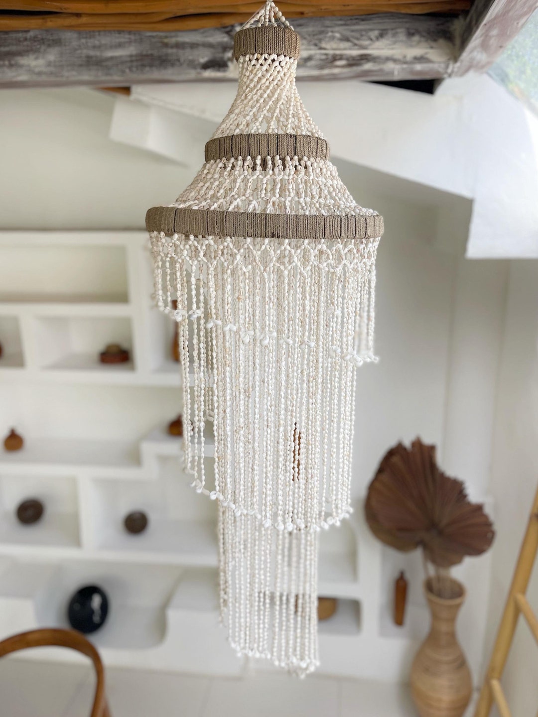 Shell Light Pendant, Large Shell Chandelier, Lampshade Seashell, Boho ...