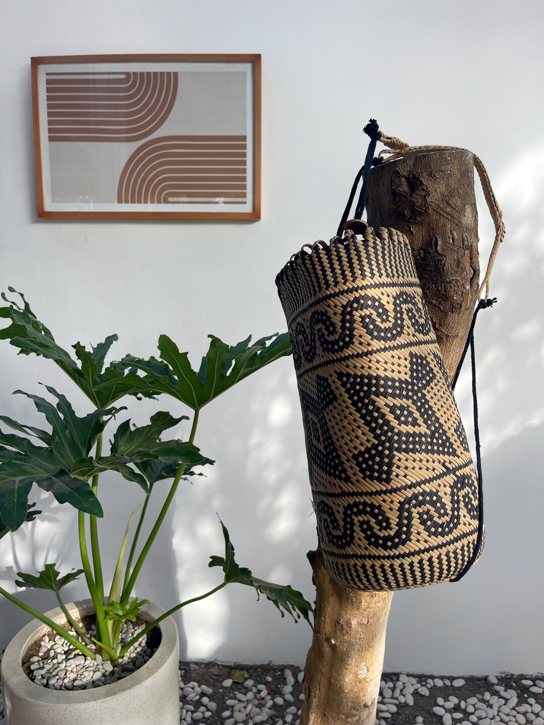 Rattan Backpack, Beach Bag, Drawstring Backpack, Rattan Knapsack, Woven ...