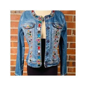 Vintage 1980s Jeweled Jean Jacket 80s blinged out gems denim | Etsy