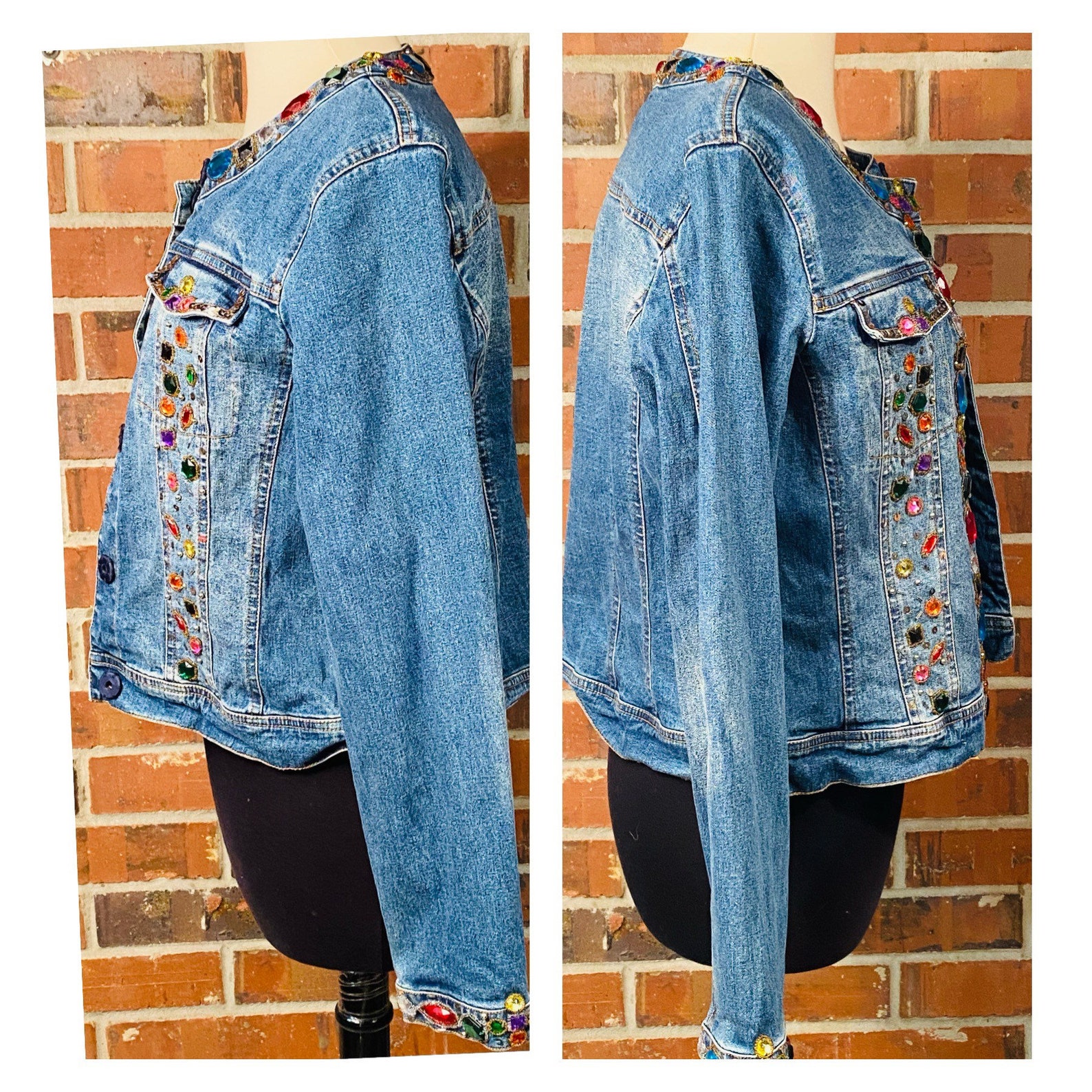 Vintage 1980s Jeweled Jean Jacket 80s blinged out gems denim | Etsy