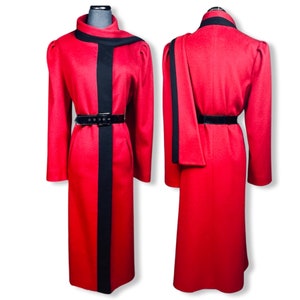 Vintage 1960s Luxury Wool Coat, 60s Red MOD Coat, 60s Full Length Swing ...