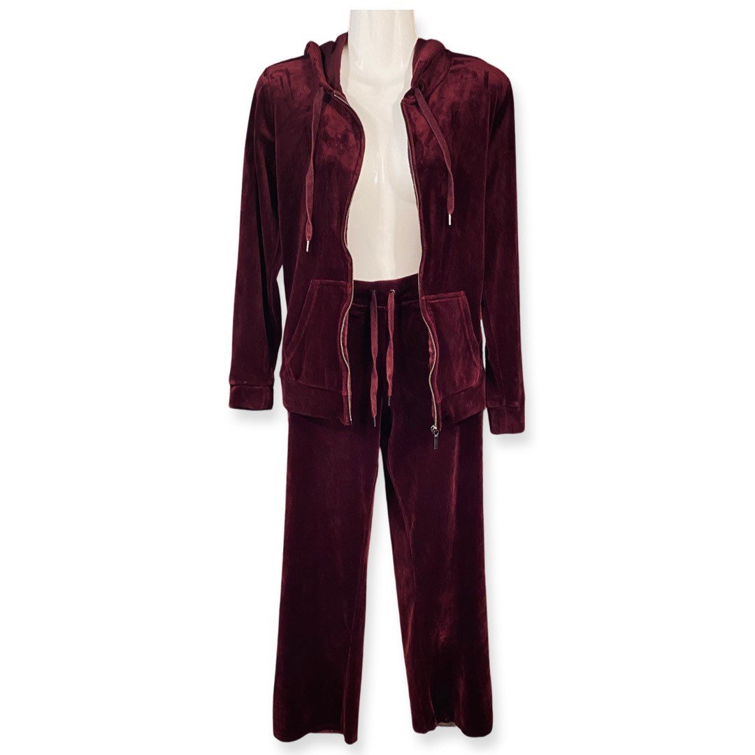 1990s Vintage Maroon Velour Track Suit Velour Track Suit | Etsy