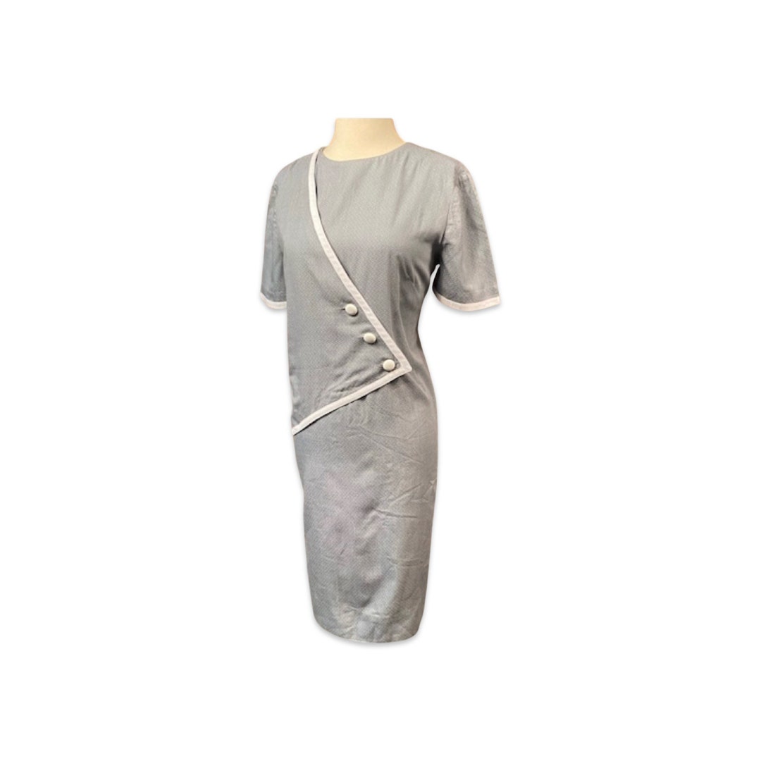 Vintage 1960s Plus Size A-symmetrical MOD Shift Dress, Cool Gray and ...
