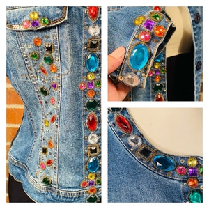 Vintage 1980s Jeweled Jean Jacket 80s blinged out gems denim | Etsy