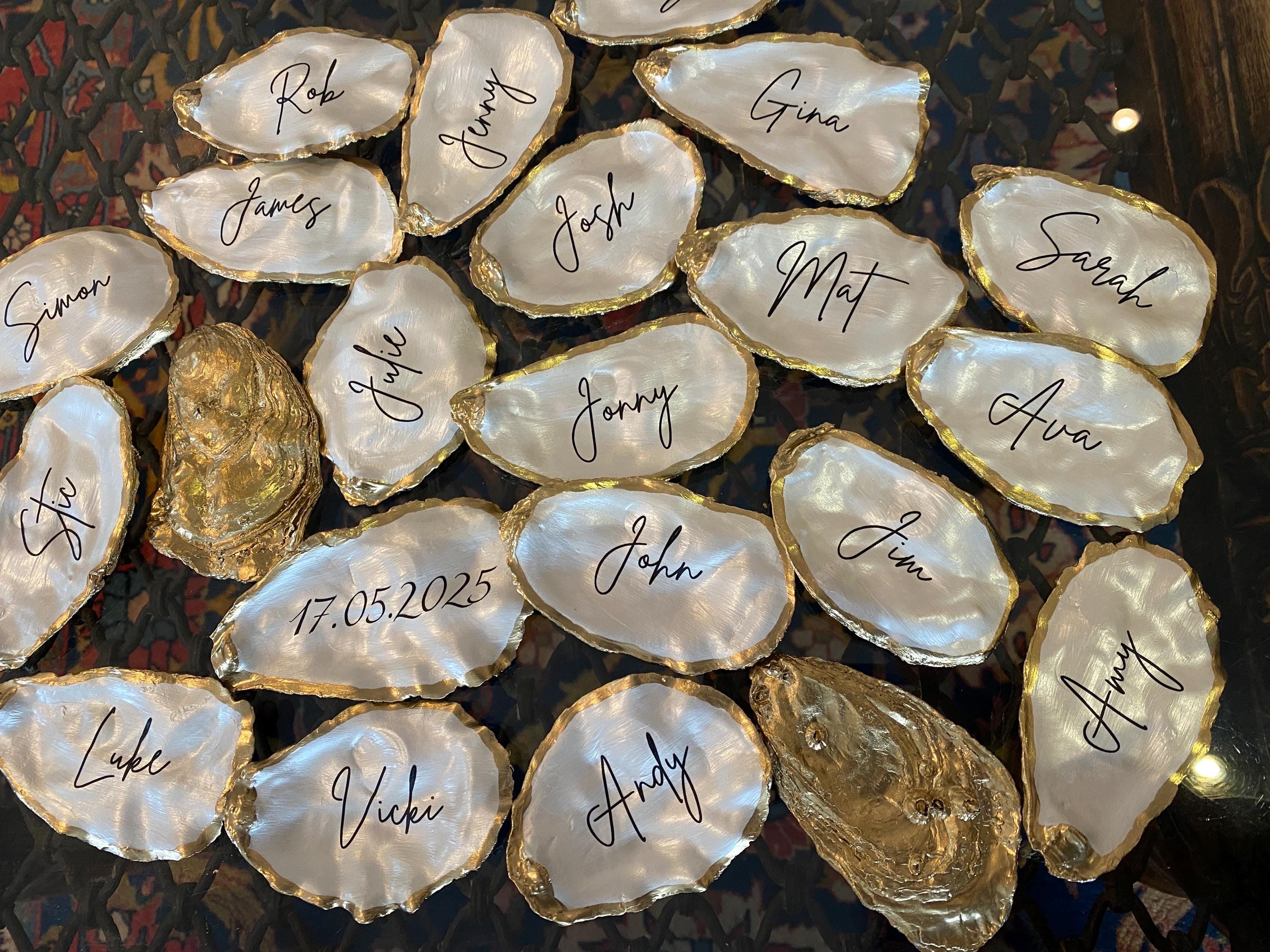 Flat Oyster Shell Place Cards Wedding Favor Wedding Placecard Name ...