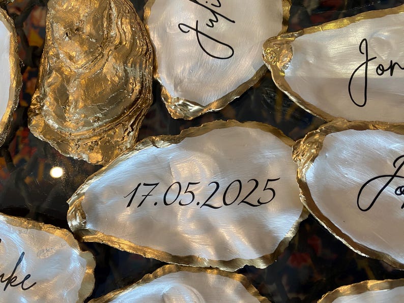 Flat Oyster Shell Place Cards Wedding Favor Wedding Placecard Name ...