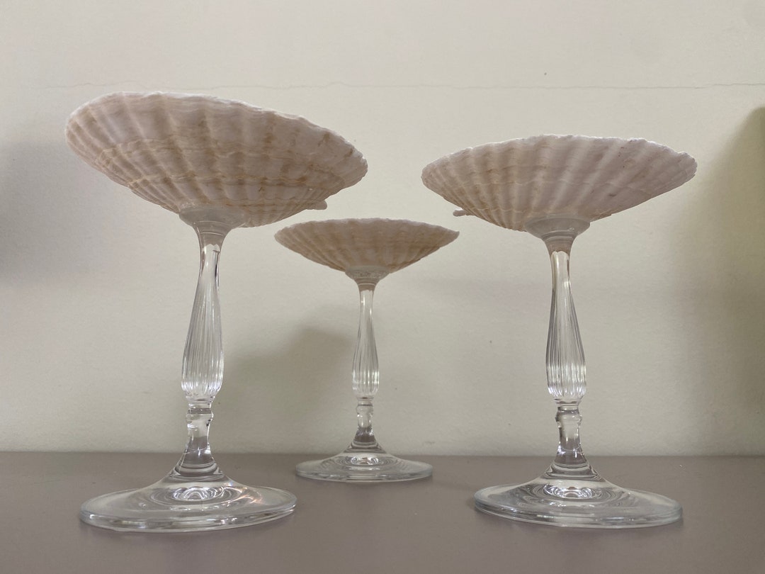 Set of 3 Sea Shell Glasses Beach Wedding Decor Seashell Glasses Beach ...