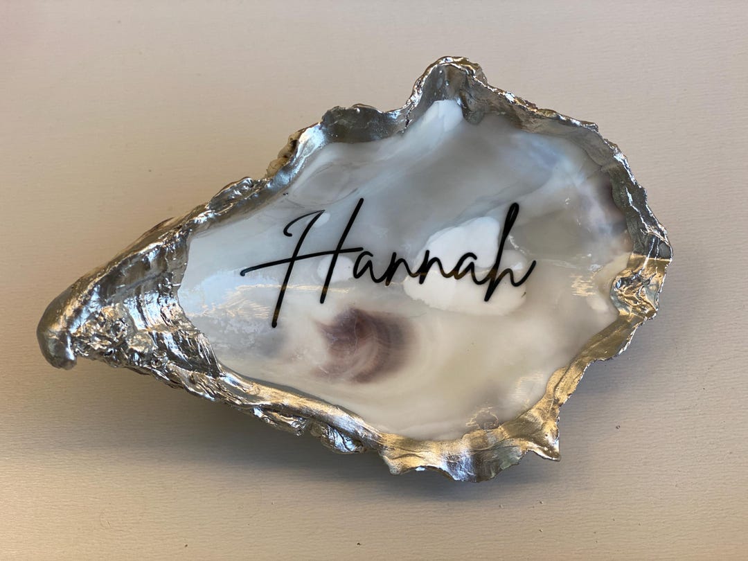 Natural Oyster Shell Place Cards Silver Wedding Name Setting Party ...