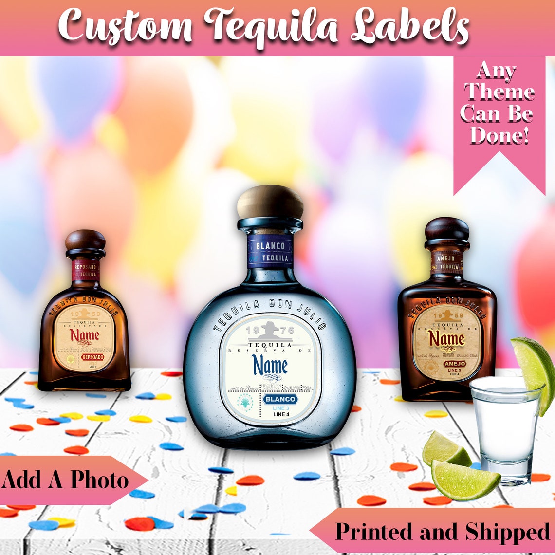 Custom Tequila Labels Print and Ship - Etsy