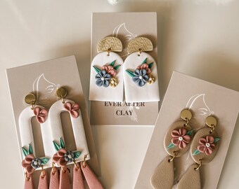 Floral Clay Earrings | Etsy