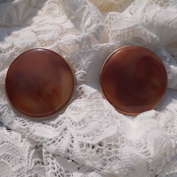 Vintage Signed Chameleon Rust Clip On Earrings - Gem