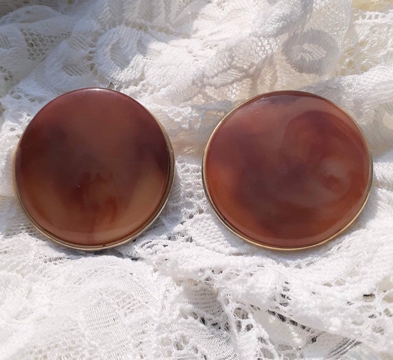 Vintage Signed Chameleon Rust Clip On Earrings - Gem