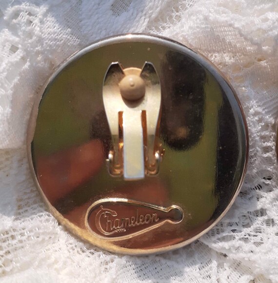 Vintage Signed Chameleon Rust Clip On Earrings - Gem