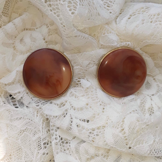 Vintage Signed Chameleon Rust Clip On Earrings - Gem