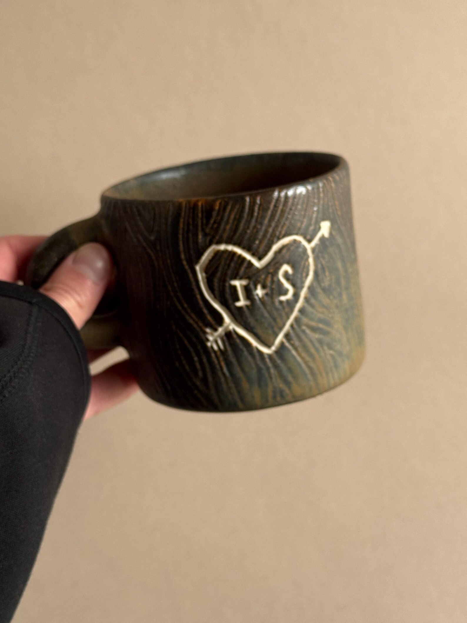 Heart Carved in Tree With Initials Mug, Personalized Tree Inspired Mug ...