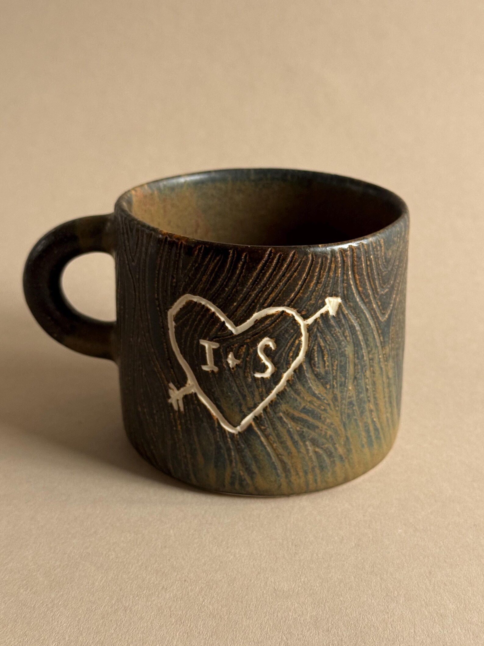 Heart Carved in Tree With Initials Mug, Personalized Tree Inspired Mug ...