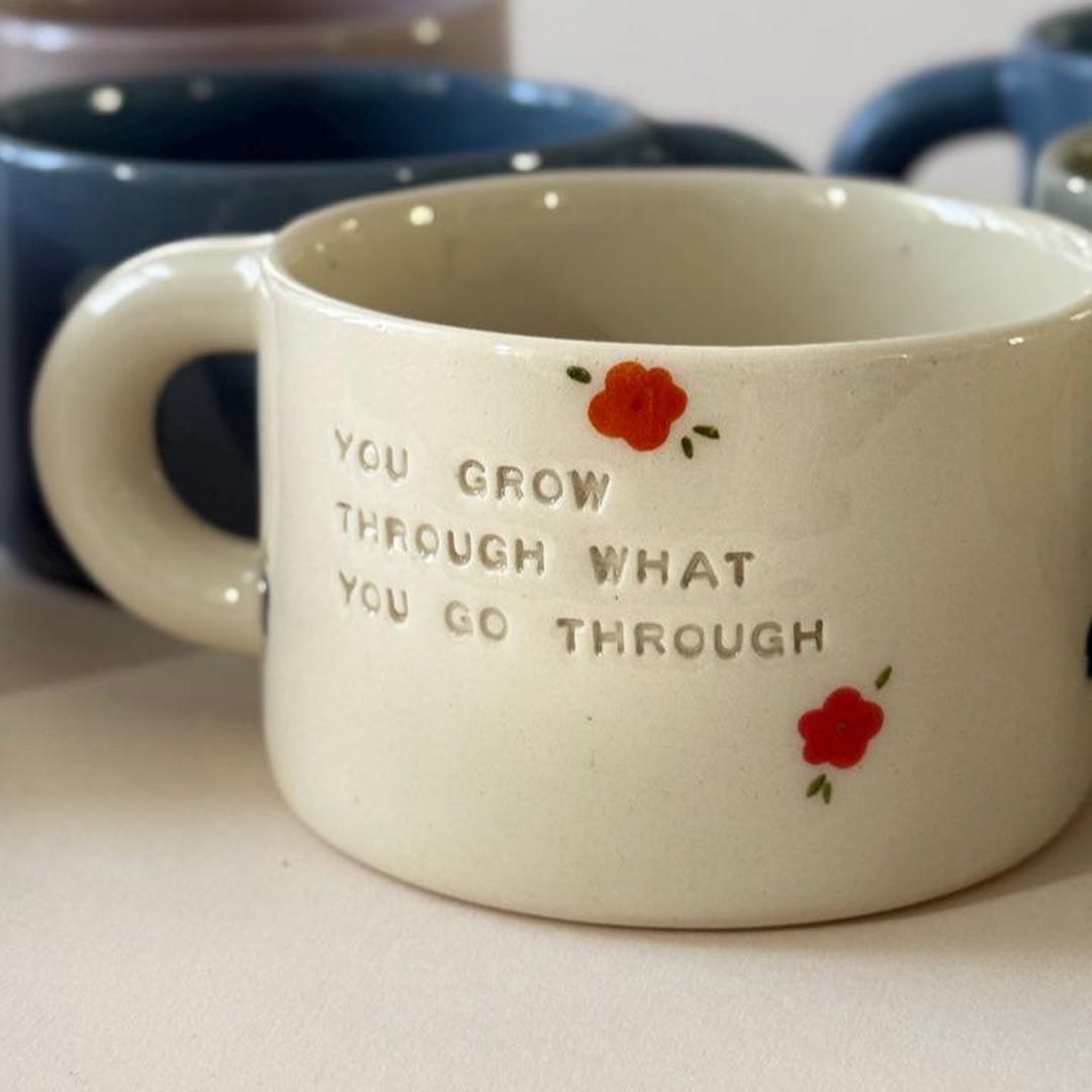 Personalized Mug With Flowers, Custom Name Porcelain Coffee Cup ...