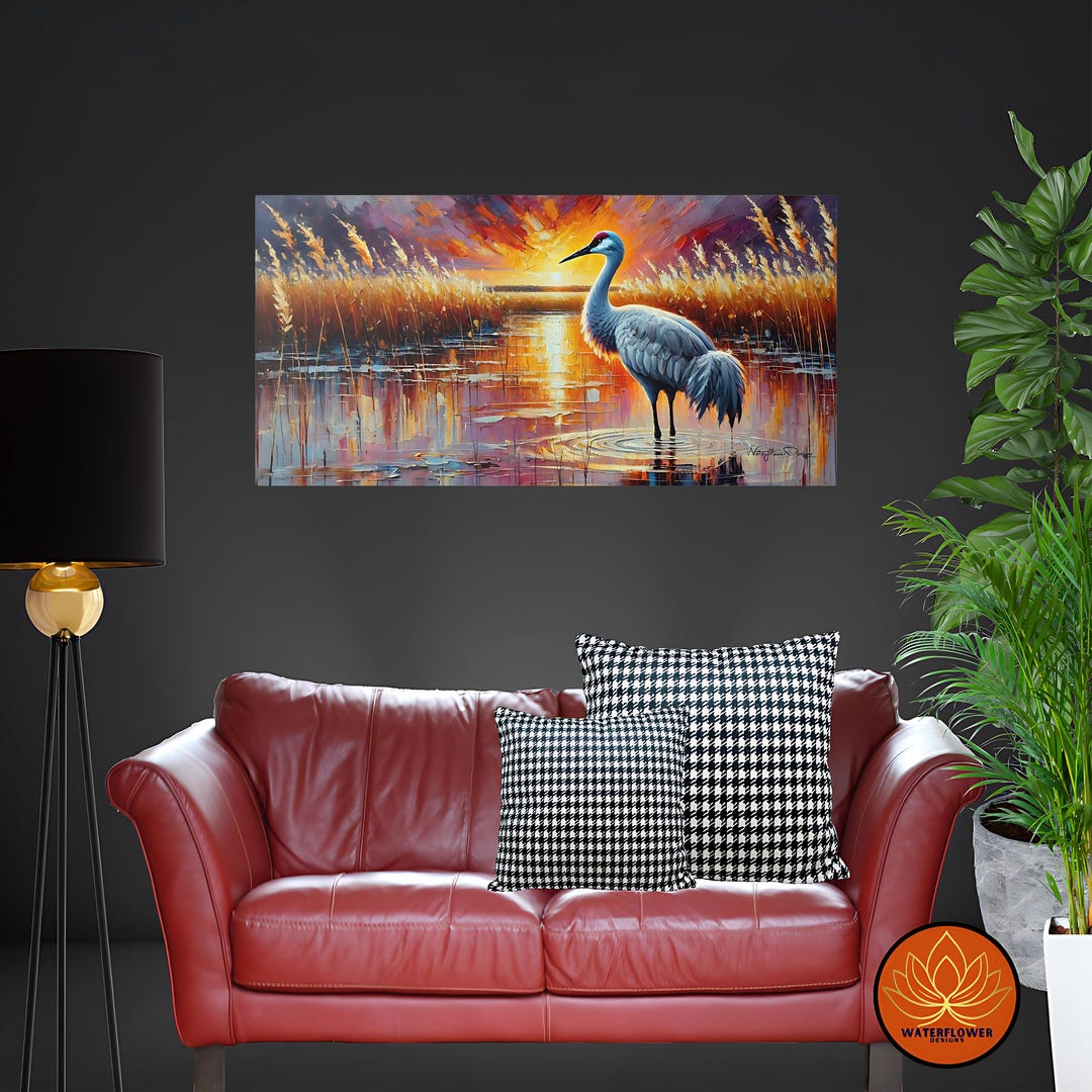 Sandhill Crane Acrylic Painting on Classic Stretched Canvas | Bird Wall ...
